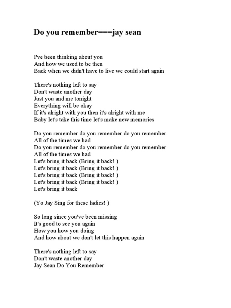 Do You Remember Pdf Leisure