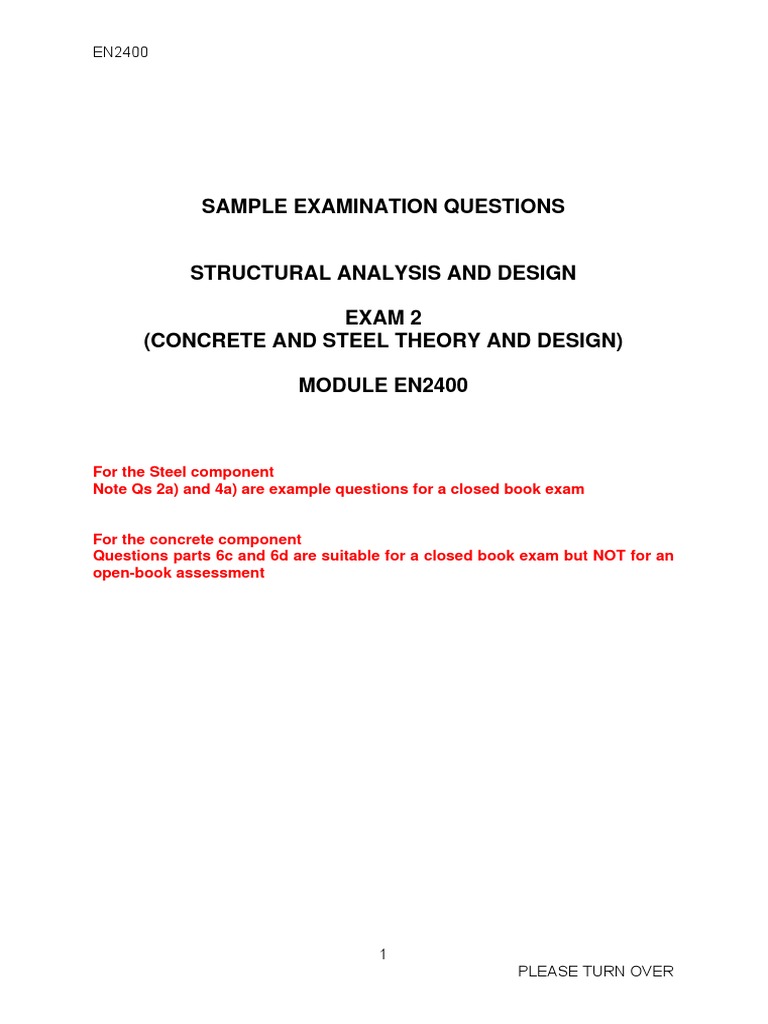 EN2400 - Exam2 - Module Booklet - 2020 - Final | PDF | Buckling | Beam (Structure)