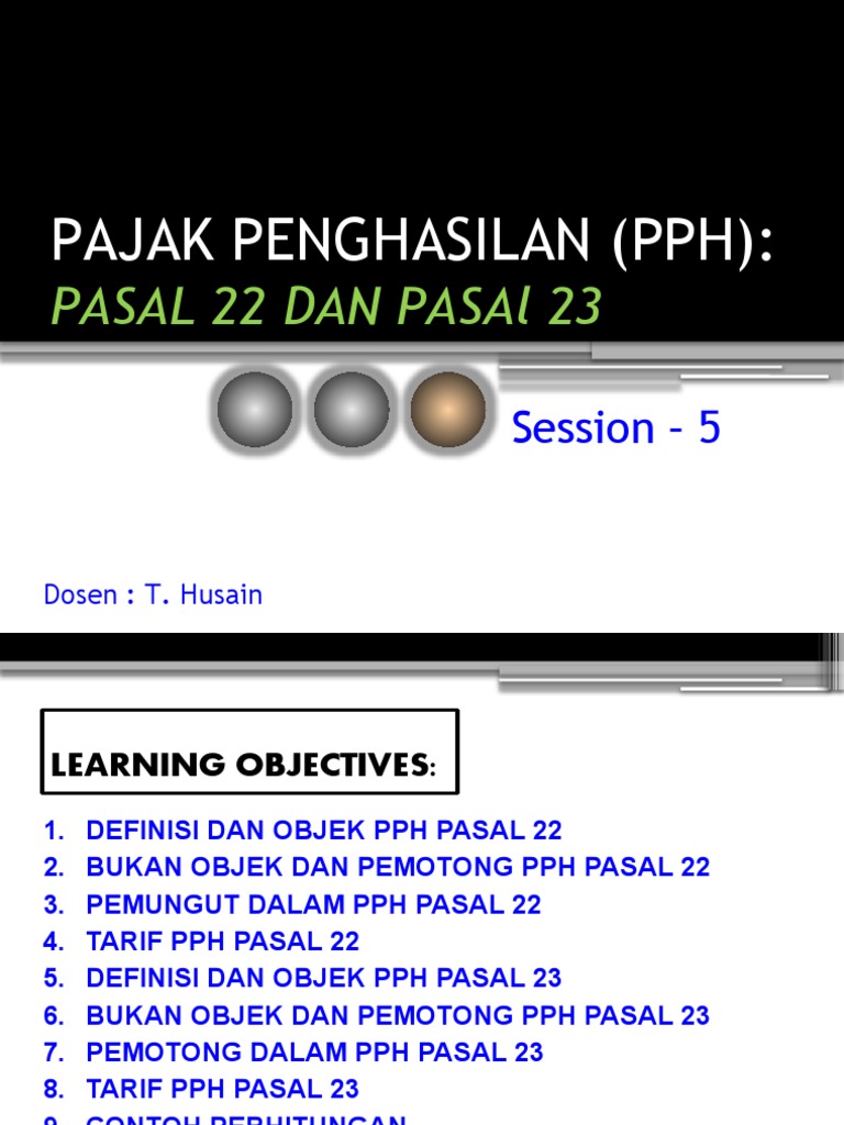 Pph Pasal 22 23 Definisi Dan Tarif Pdf