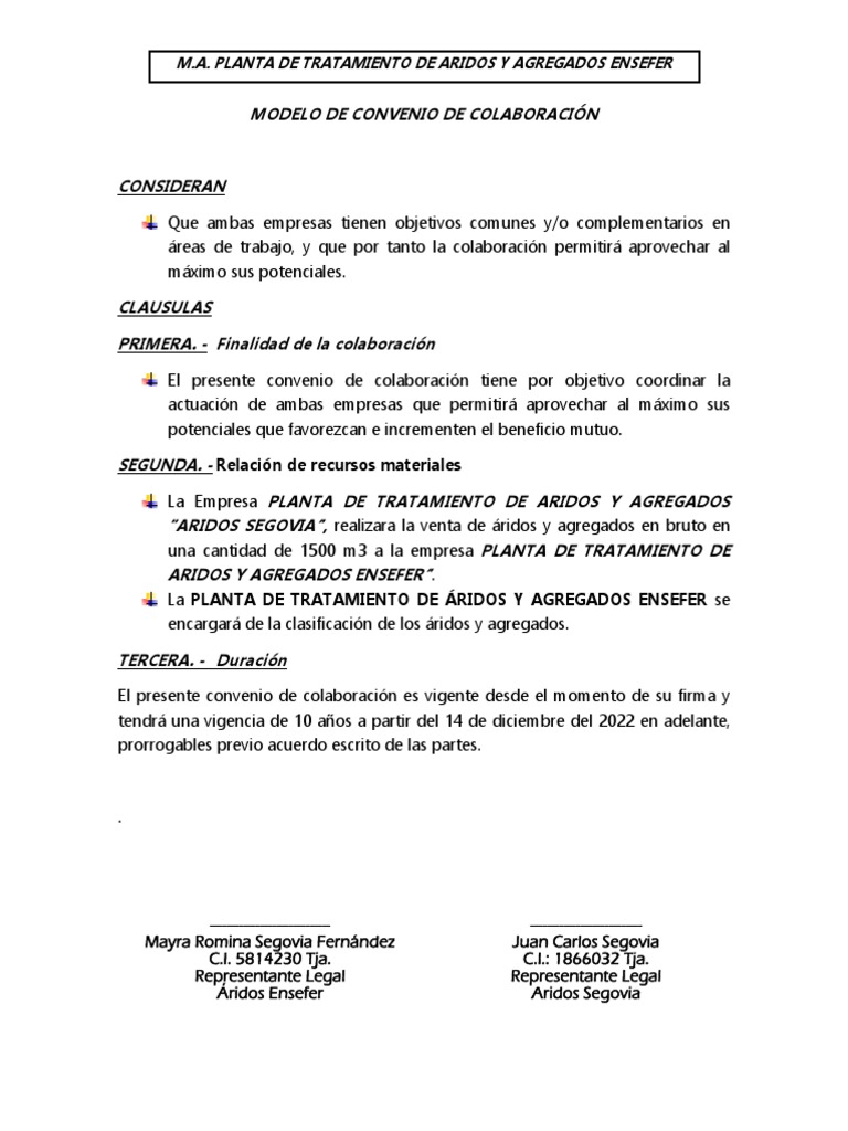 Modelo de Convenio de Colaboración | PDF | Negocios