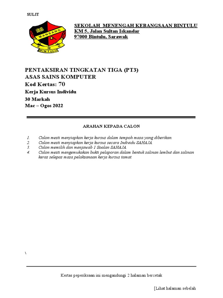 Soalan Kerja Kursus Ask | PDF
