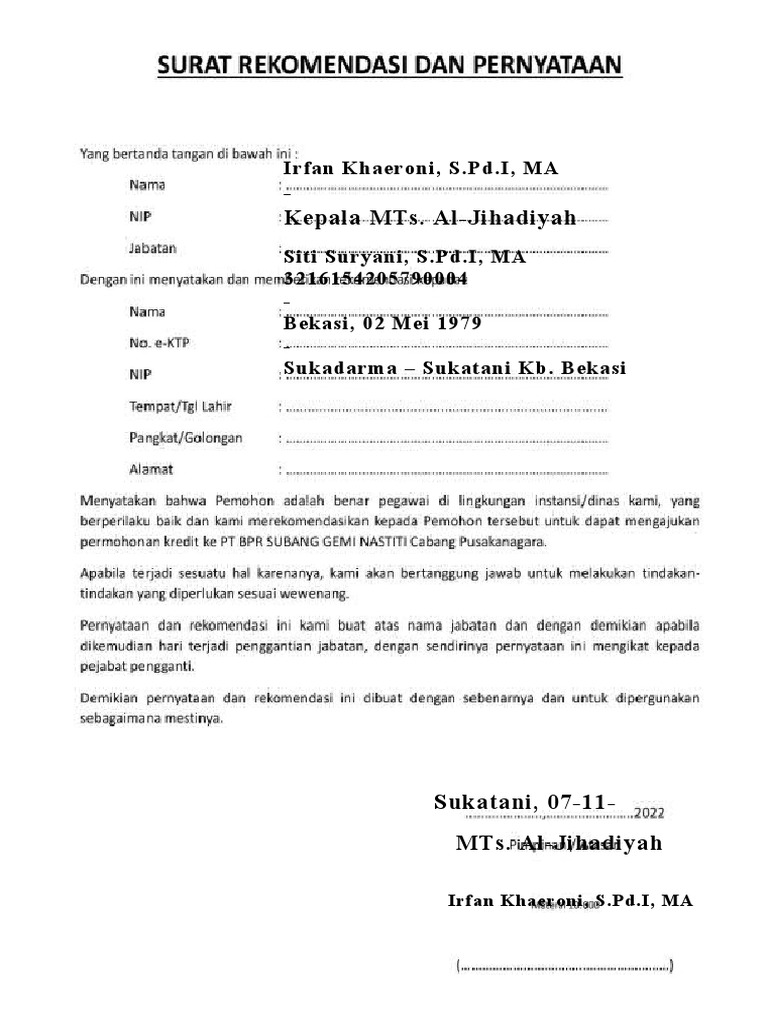 Contoh Surat Format Tulisan Tangan Folio2 | PDF