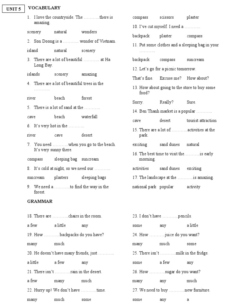 Vocabulary and Grammar Exercises | PDF