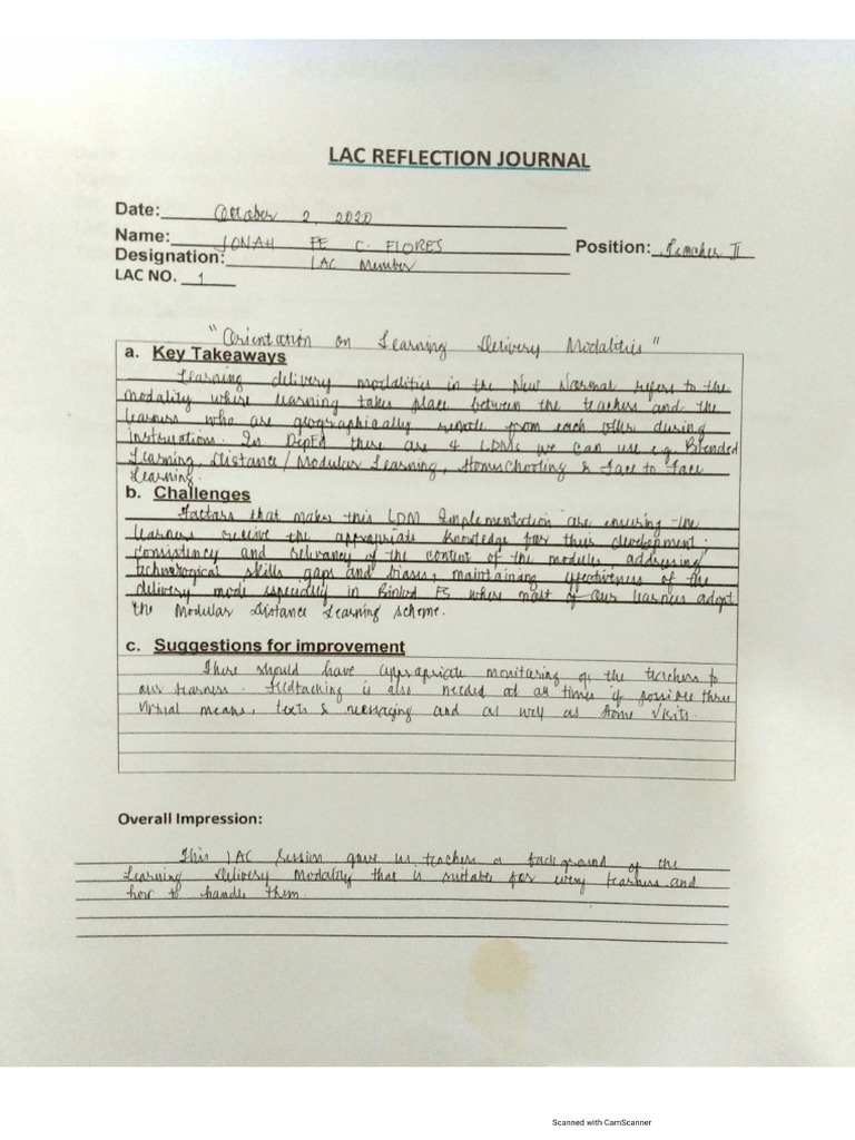 LAC Reflection Journal | PDF