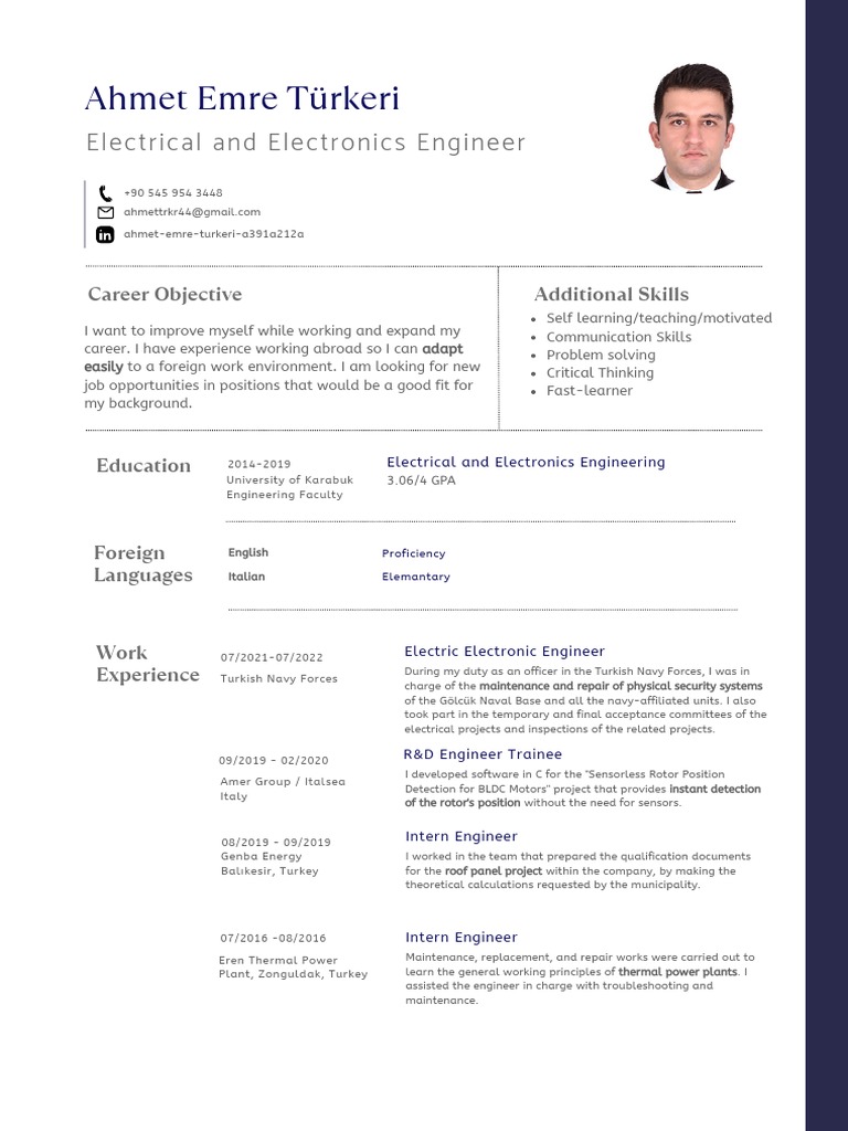Ahmet Emre Türkeri CV | PDF | Electrical Engineering | Computing