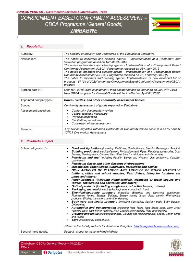 ZIMBABWE (CBCA) General Goods Rev 7 - 6 | PDF | Ac Power Plugs And Sockets