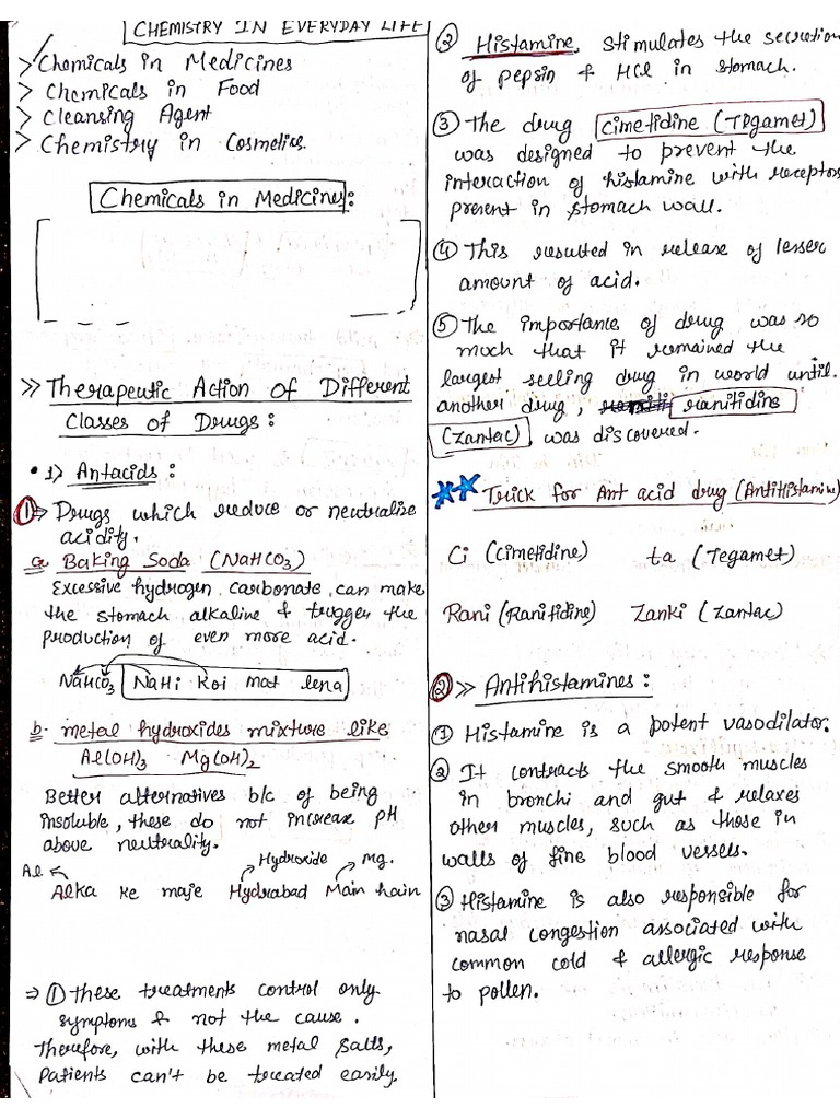 Chemistry in Everyday Life Short Notes | PDF
