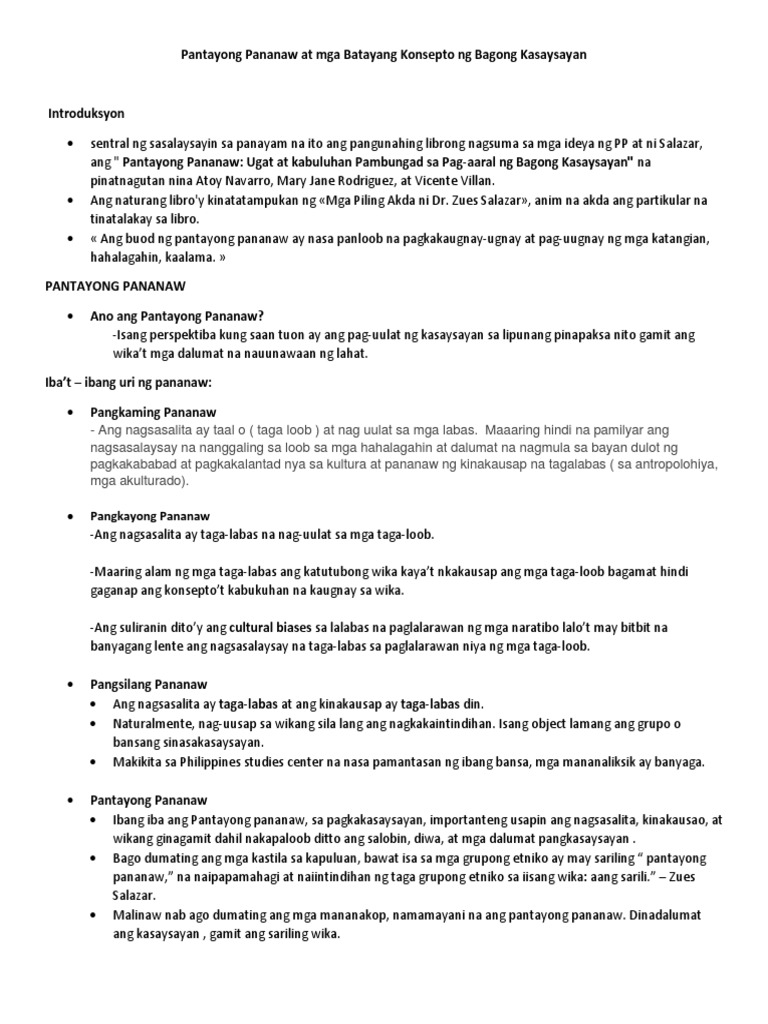 Pantayong Pananaw at Mga Batayang Konsepto NG Bagong Kasaysayan | PDF