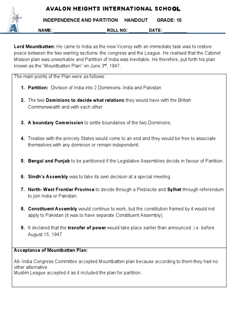 Independence and Partition | PDF | Partition Of India | British Raj