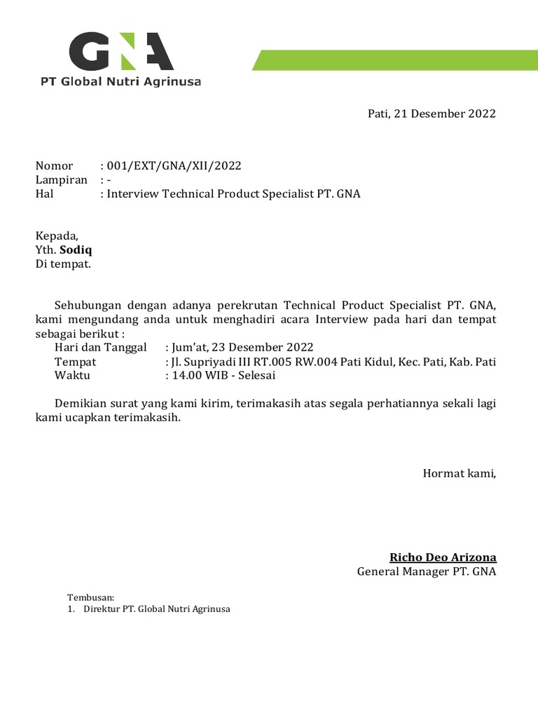 Undangan Interview Sodiq | PDF