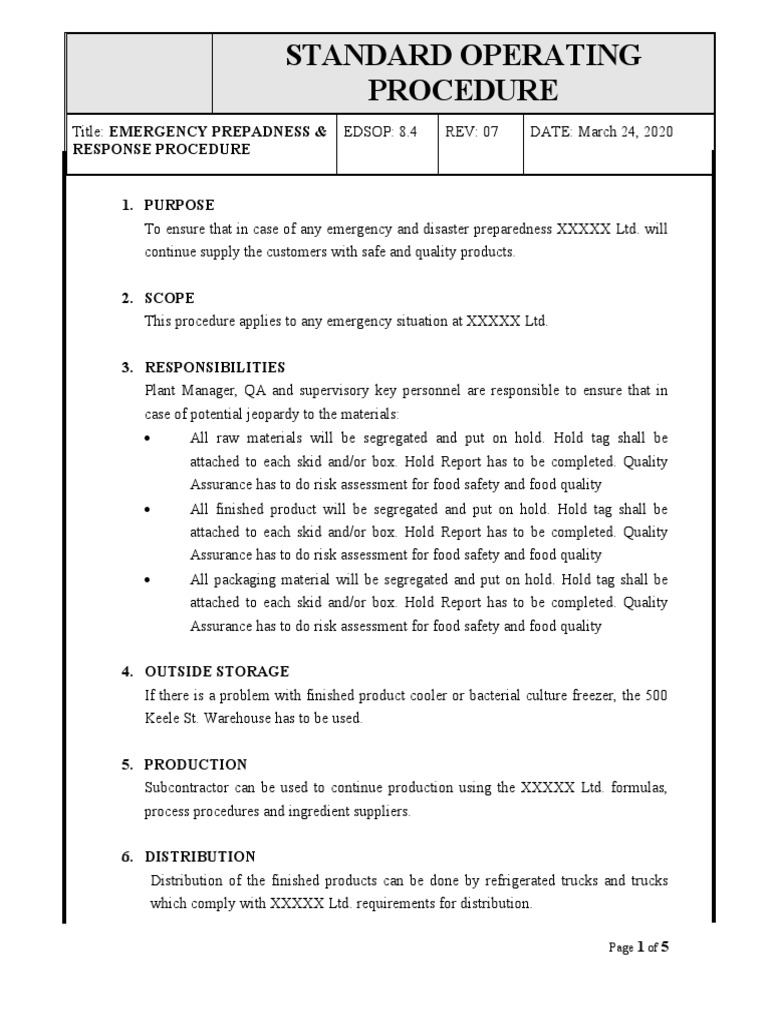 Emergency Response SOP | PDF | Emergency Management | Emergency