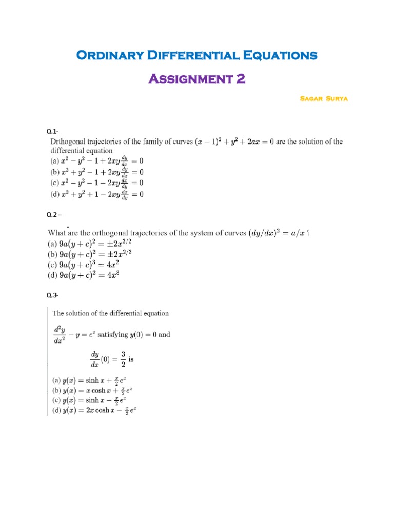 ODE- Assignment 2 | PDF