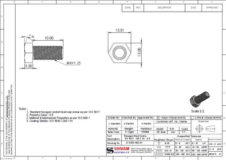 Hexagon Head Screw ISO 4017 - M8 X 10 - 5.6 | PDF | Screw | Metalworking