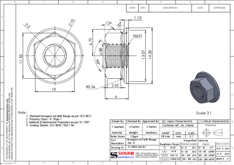 Hexagon Nut With Flange ISO 4161 - M6 - 5 M | PDF | Mechanical Engineering