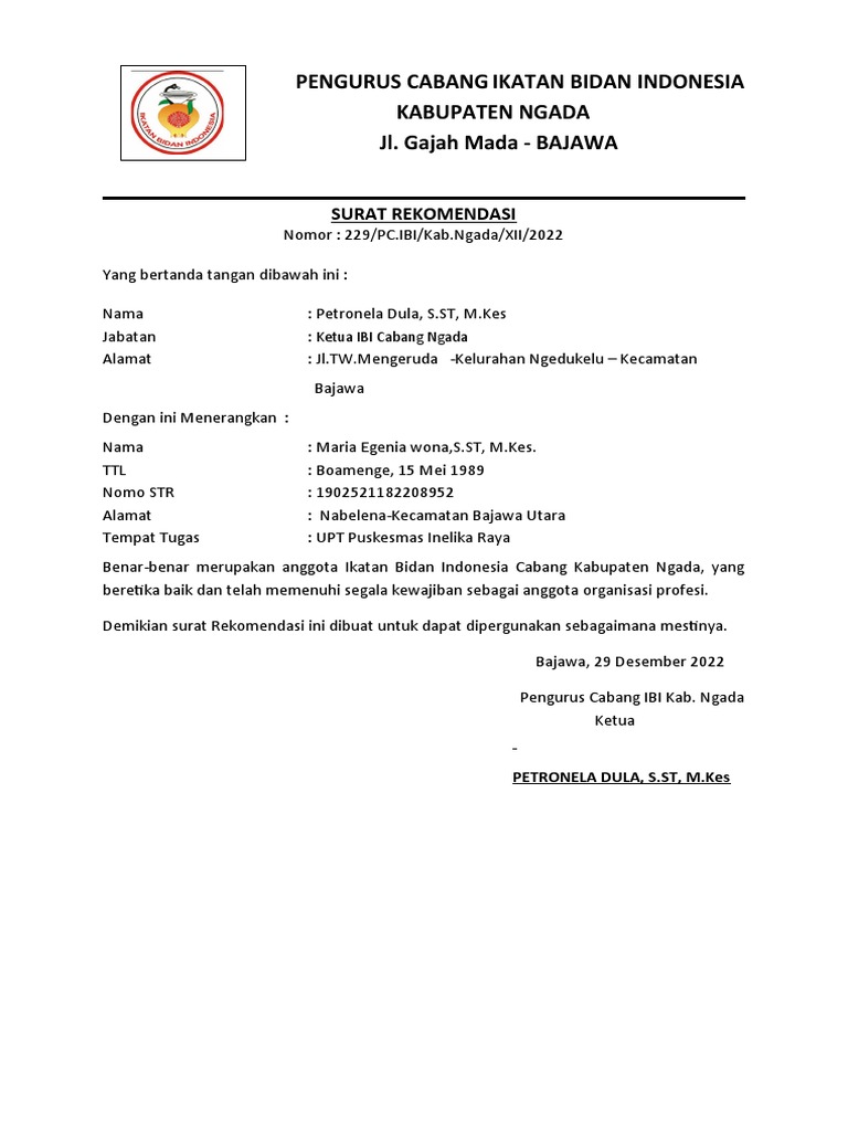 Surat Keterangan IBI | PDF