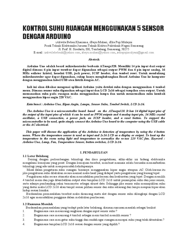 Kontrol Suhu Ruangan Arduino | PDF | Komputer