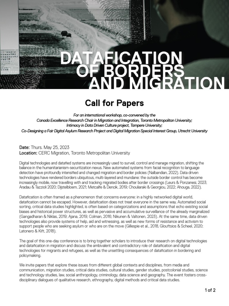 Call For Papers Datafication of Borders | PDF | Human Migration | Science Call For Papers Datafication of Borders | PDF | Human Migration | Science