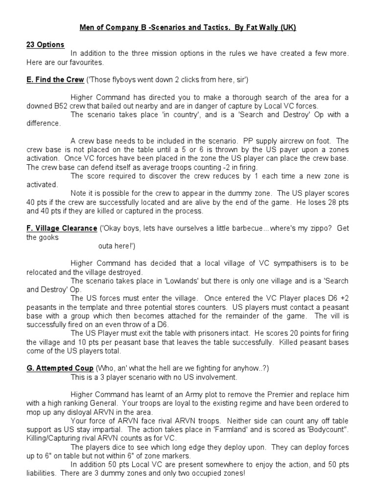 Scenarios and Tactics for Men of Company B | PDF | Ambush | Tanks
