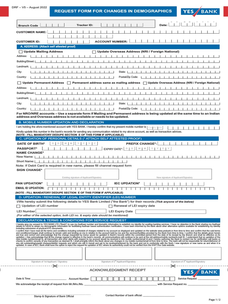 Request Form For Changes in Demographics PDF | PDF | Cheque | Service Industries