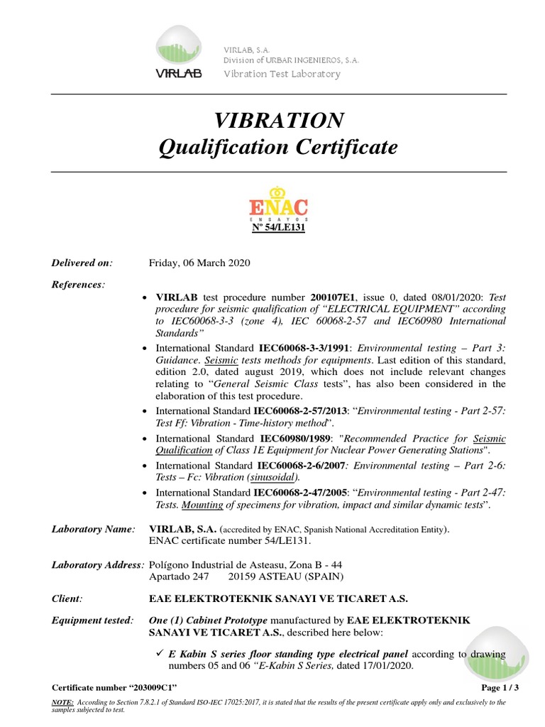 E Kabin S Seismic Qualification Certificate | PDF | Spectrum ...