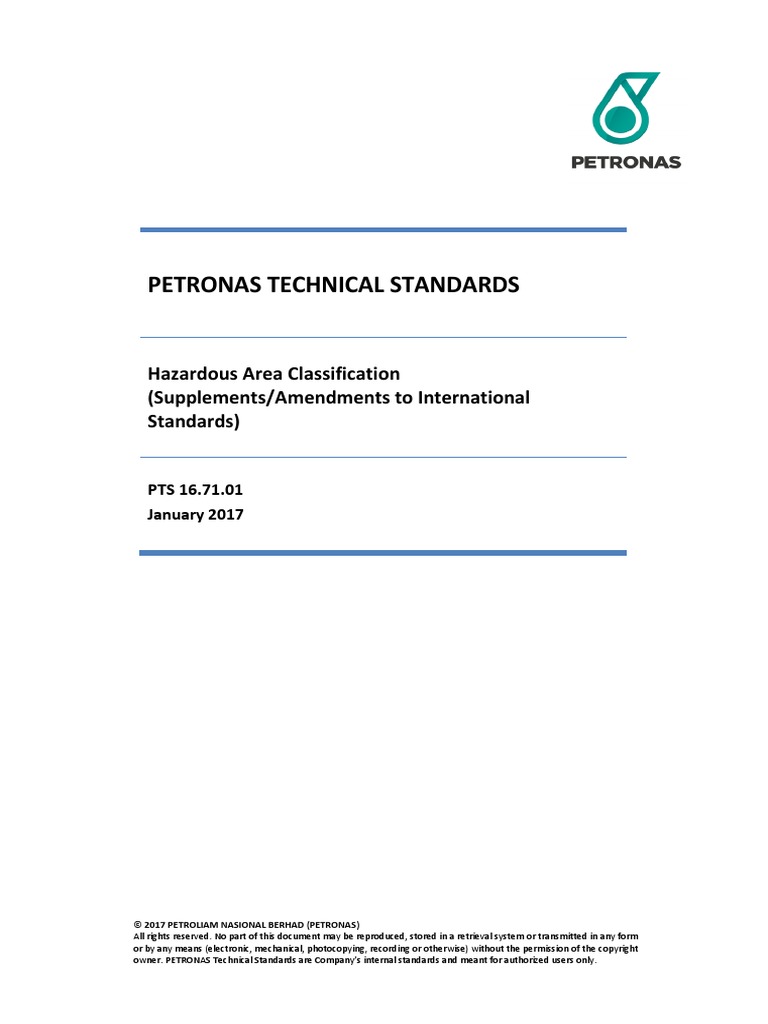 Petronas Technical Standards: Hazardous Area Classification (Supplements/Amendments To ...