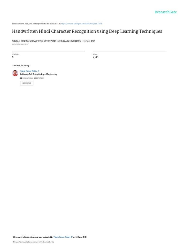 Handwritten Hindi Character Recognition Using Deep Learning Techniques | PDF | Deep Learning ...