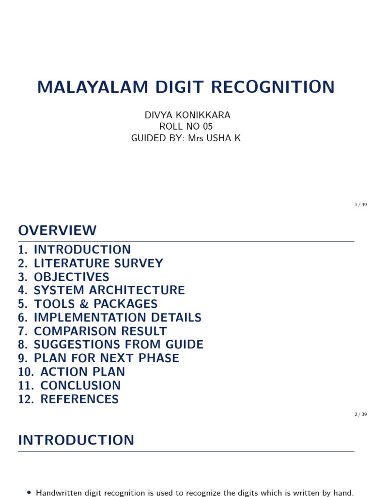 Malayalam Digit Recognition Using CNN | PDF | Deep Learning | Computer Science