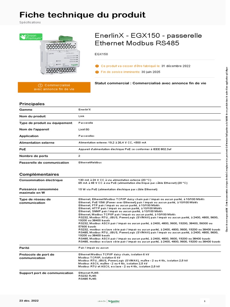 EcoStruxure Link150 - EGX150 | PDF | Ethernet | Électronique