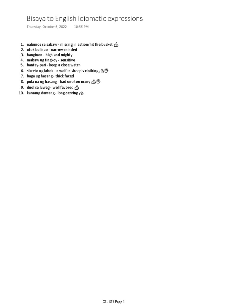 Idiomatic Expression 2 | PDF