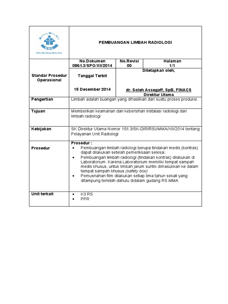 Pembuangan Limbah Radiologi New | PDF