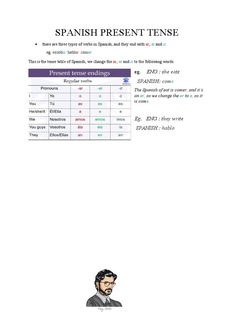Spanish Present Tense Overview | PDF | Language Arts & Discipline