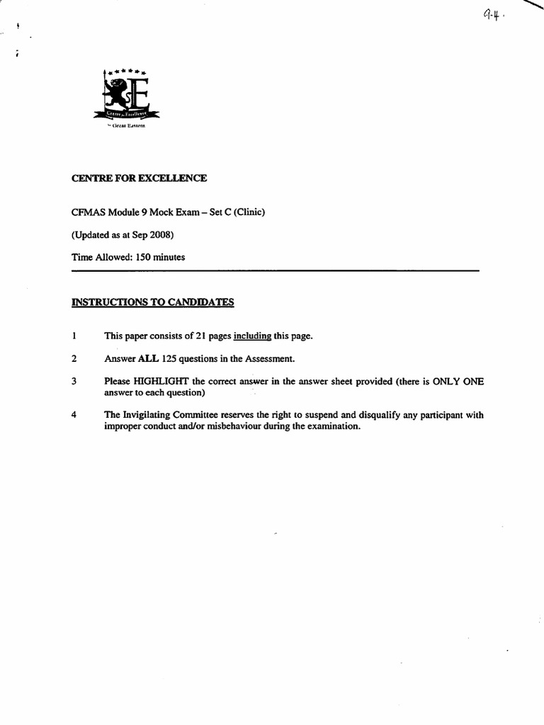 M9 Mock Exam Set C Questions | PDF