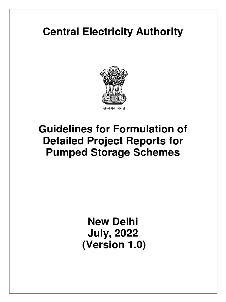 Guidelines For Formulation of Detailed Project Reports For Pumped ...