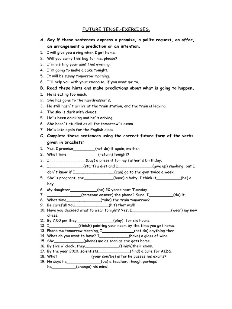 2.future Tenses Exercises | PDF