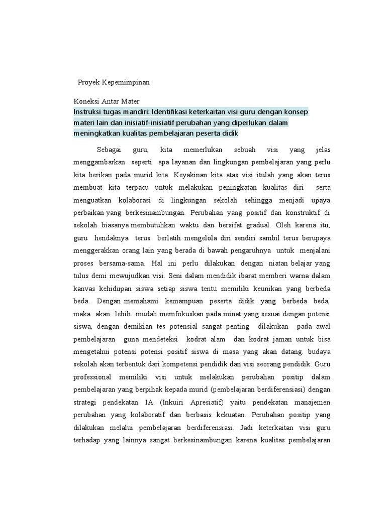 Topik 1 Proyek Kepemimpinan K | PDF