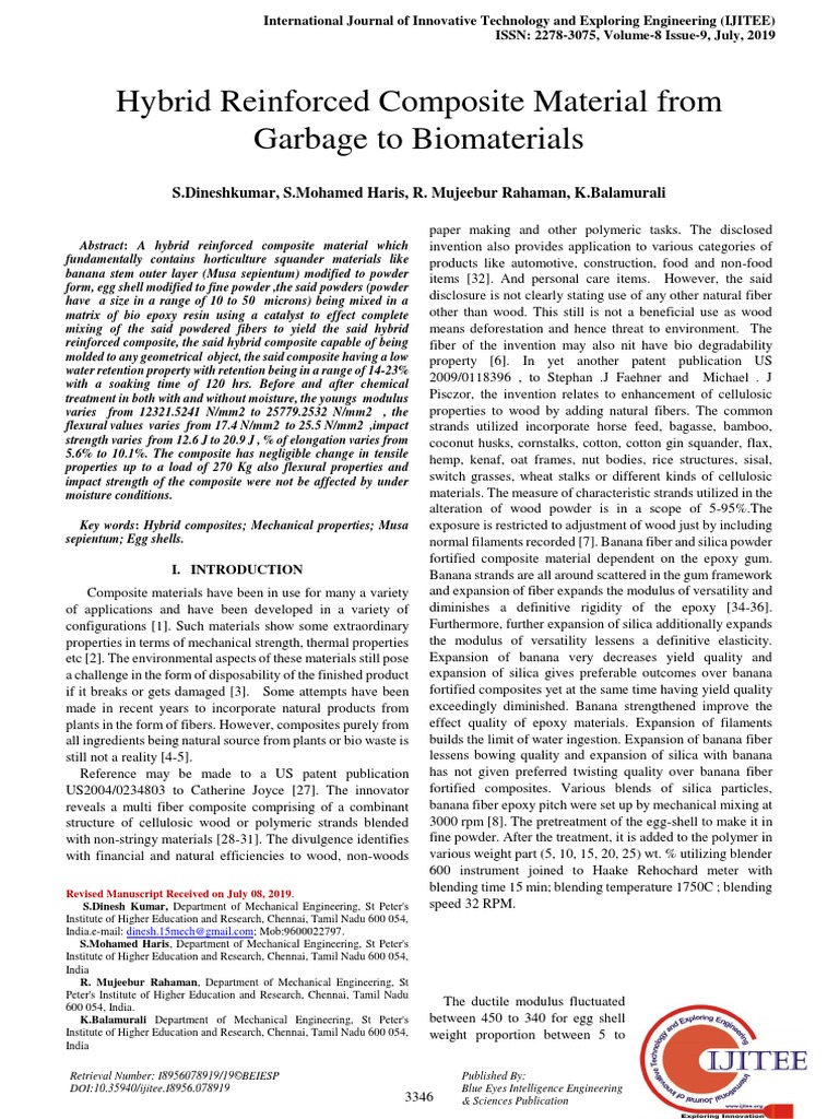 Hybrid Reinforced Composite Material From Garbage To Biomaterials | PDF | Composite Material ...