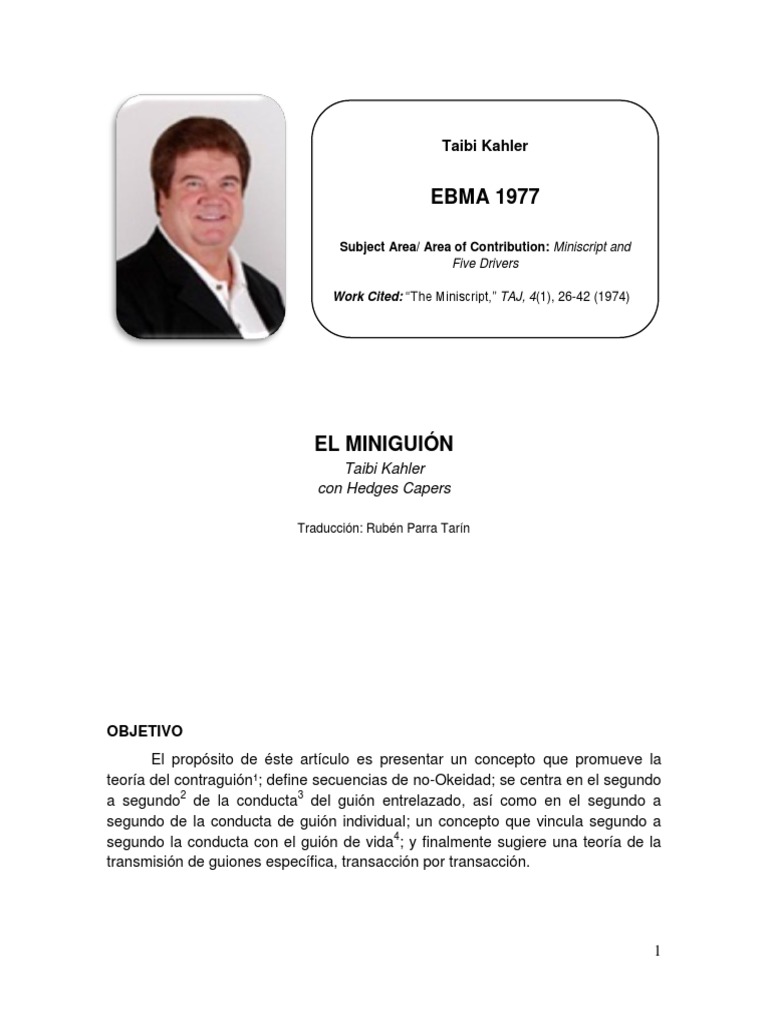 Miniguión: Teoría de Taibi Kahler | PDF | Comportamiento | Adultos