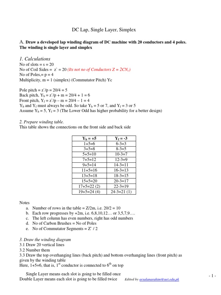 DC Lap Winding: Single & Double Layer | PDF | Electrical Components ...