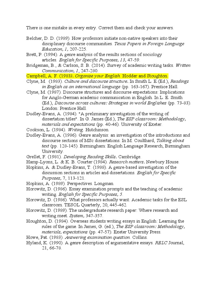 Academic Writing References Correction Guide | PDF | English As A ...