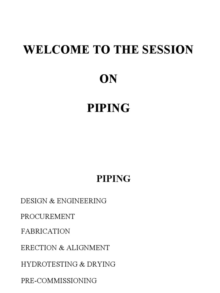 Piping Presentation Pdf Valve Pipe Fluid Conveyance