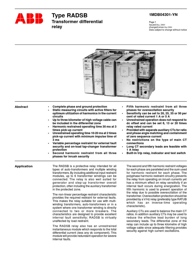 RADSB | PDF | Transformer | Relay