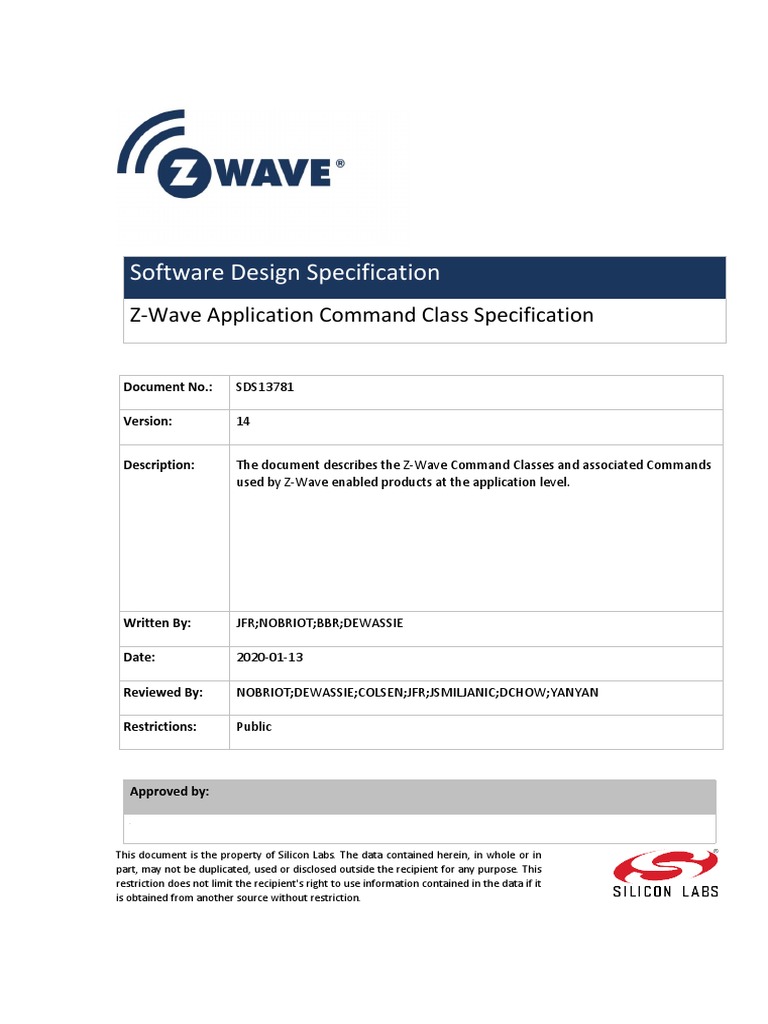 SDS13781 Z Wave Application Command Class Specification | PDF | Routing | Computer Network