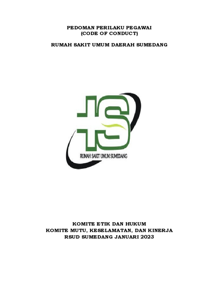 Draft Code of Conduct Rsud Sumedang | PDF | Karier & Perkembangan | Bisnis