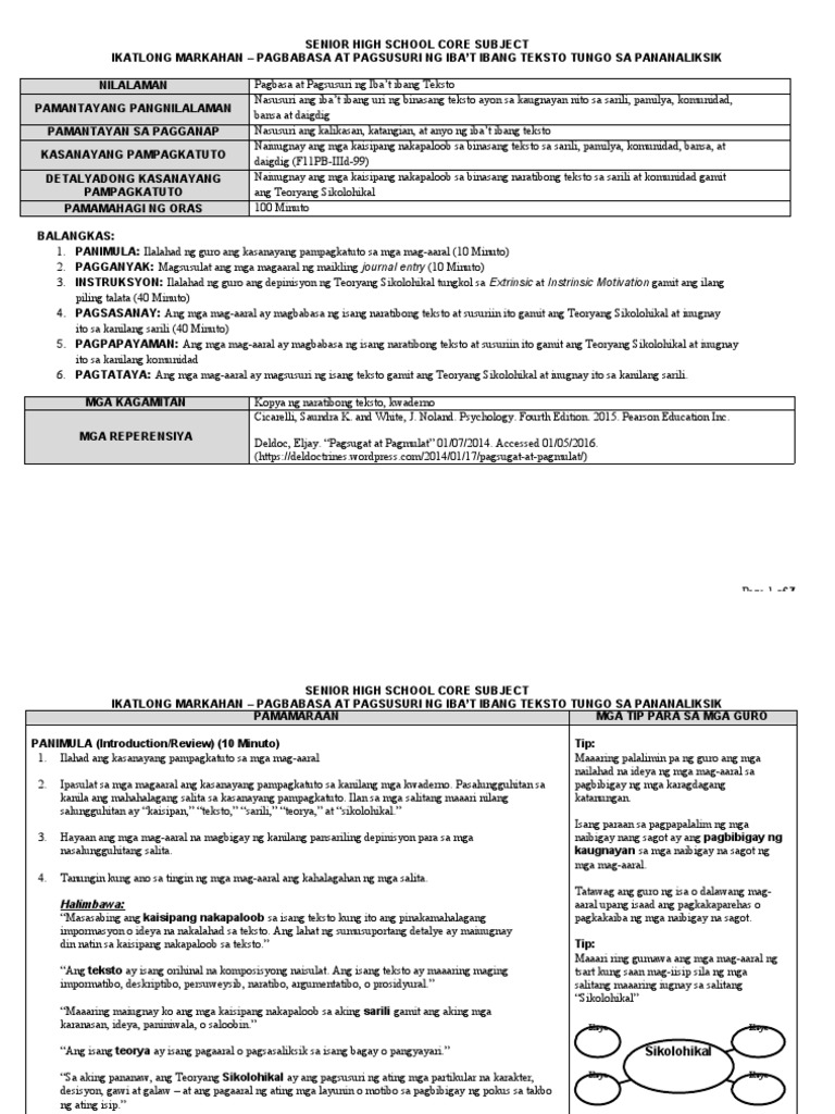 Senior High School Core Subject Ikatlong | PDF