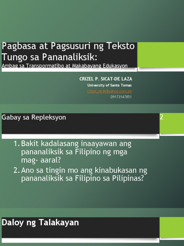 Pagbasa at Pagsusuri NG Teksto Tungo Sa Pananaliksik 2 | PDF