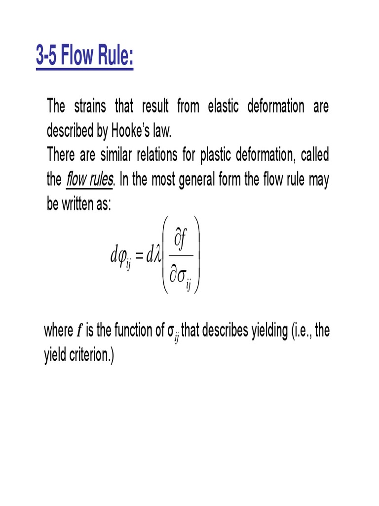 Lecture 4 Flow Rule | PDF | Plasticity (Physics) | Deformation (Engineering)