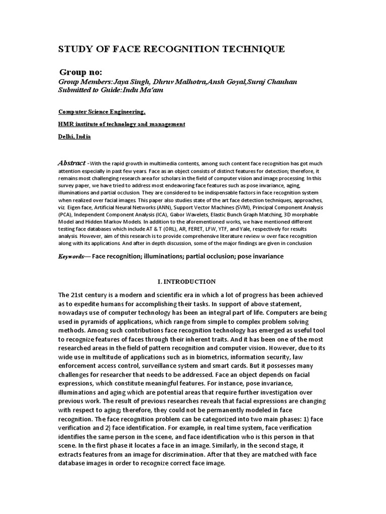 Final - Research - Paper (Face Recognition) | PDF | Surveillance | Deep ...