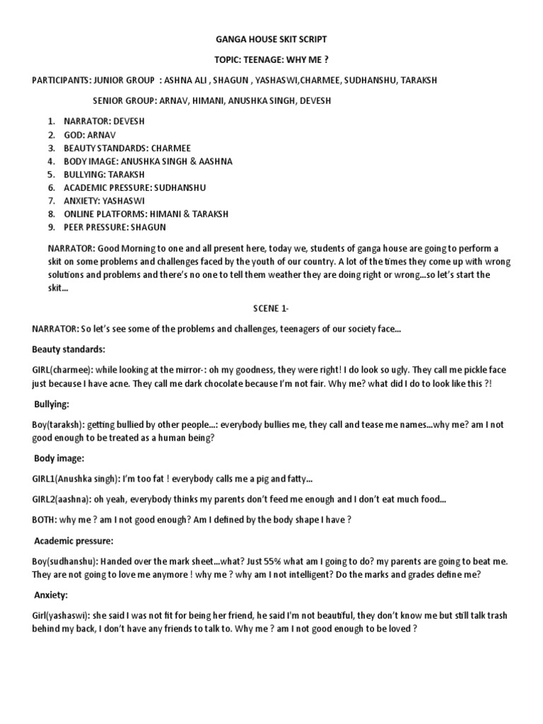 English Skit On Teenage Struggles | PDF | Social Media | Popular ...