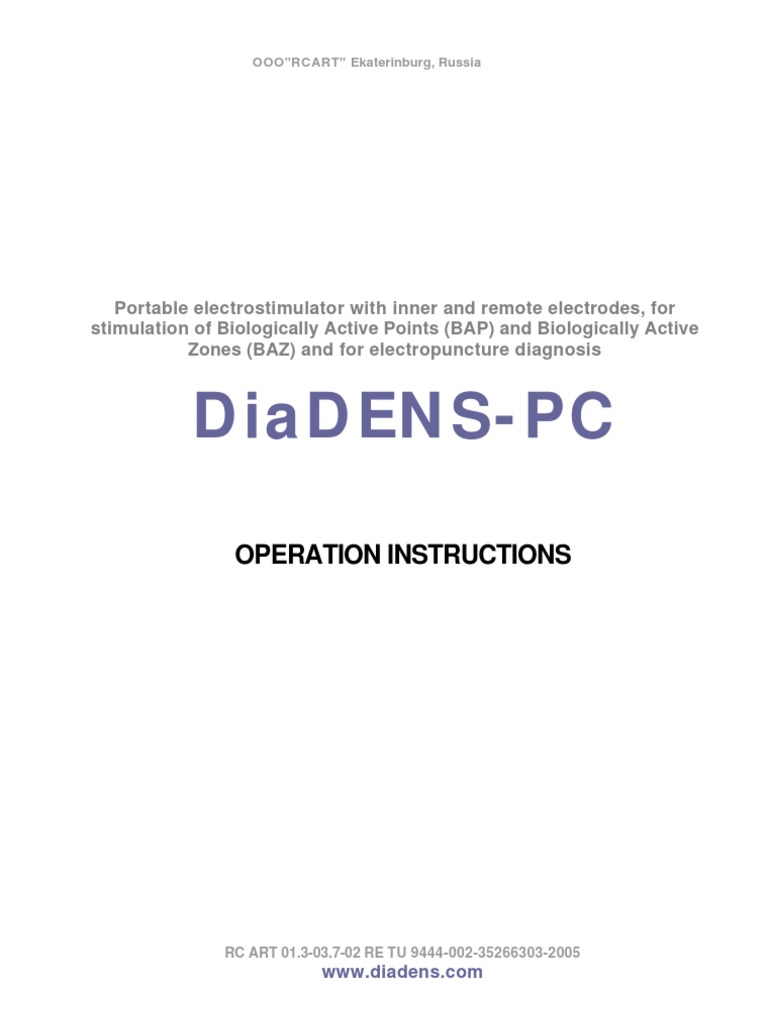 Diadens PC Manual | PDF | Pain | Battery (Electricity)