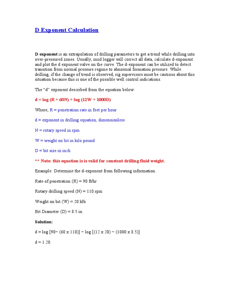 D Exponent Calculation | PDF